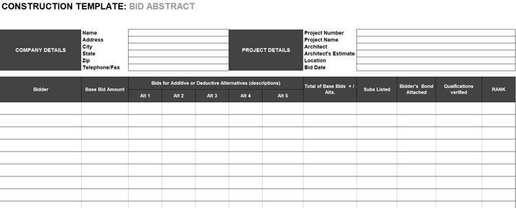 Construction Bid Template - 2025 Comprehensive Guide
